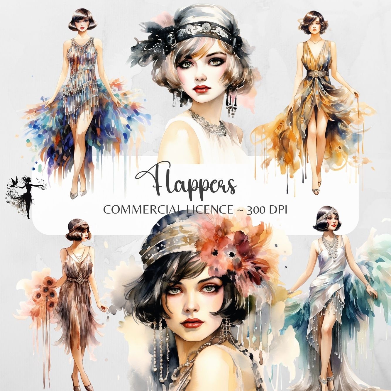 Flapper Clipart 1920s Party Clipart Flapper Dress PNG Retro People ...