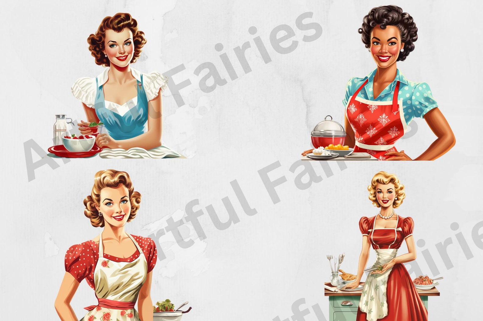 Retro Housewife Clipart 50s PNG 50s Housewife Retro Clipart - Etsy