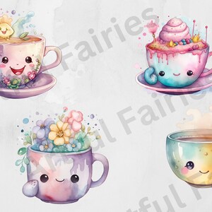 Kawaii Clipart Cute Kawaii Drinks Watercolor Clipart Coffee Clipart ...