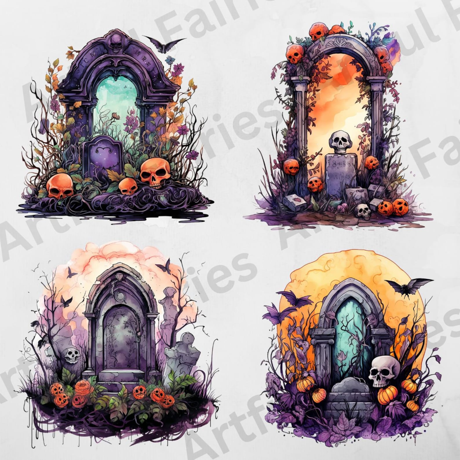Halloween Tombstone Clipart Halloween PNG Halloween Clipart - Etsy