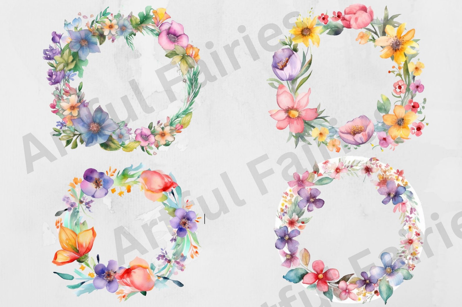 Floral Clipart Wildflower Clipart Floral Wreath Png Watercolor Floral ...