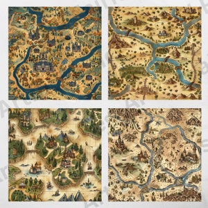 Medieval Fantasy Maps Seamless Patterns Pack Renfaire Digital Papers ...