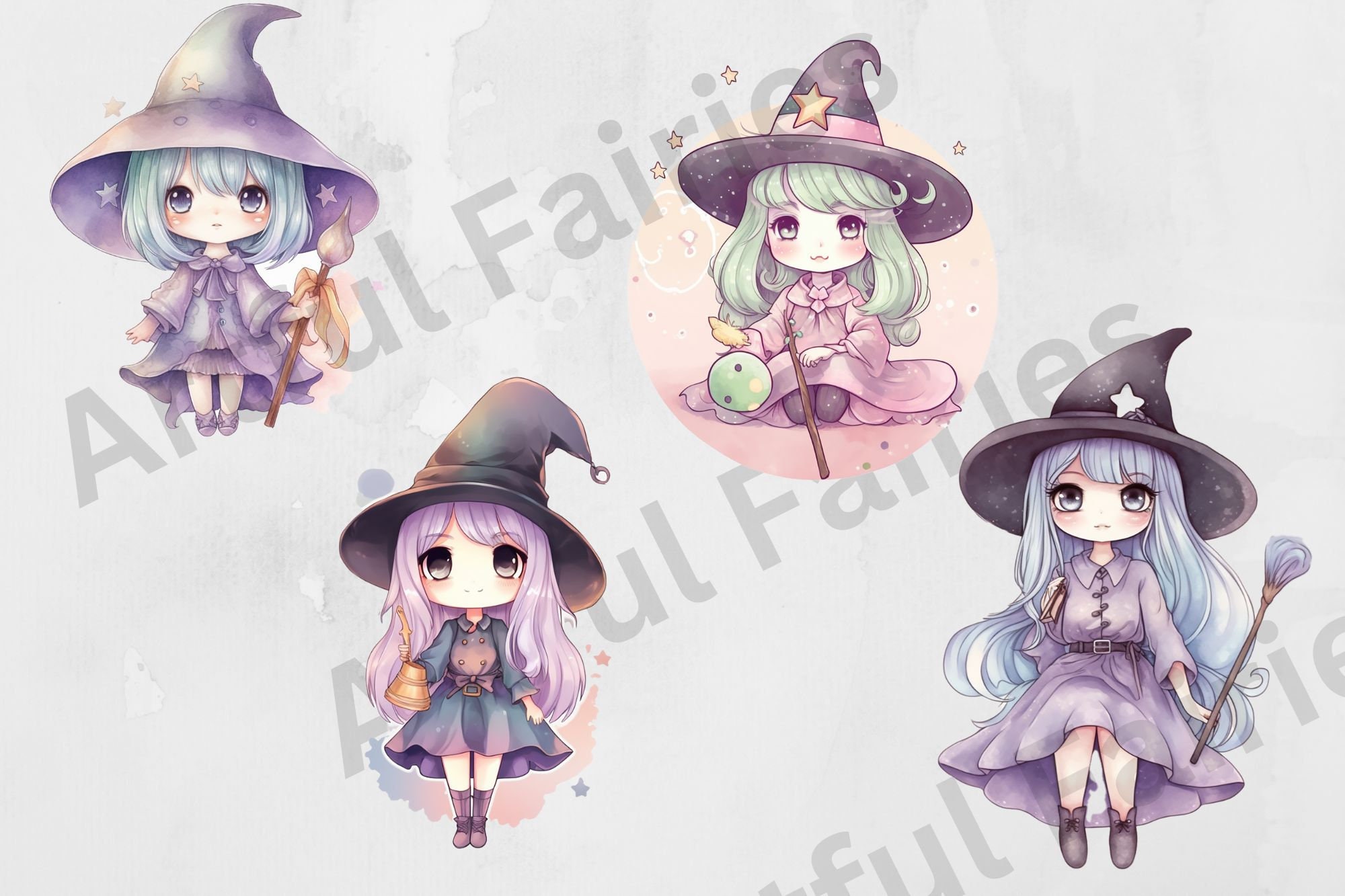Chibi Witch Clipart Cute Witch PNG Witchy Clipart Chibi Clipart Kawaii ...