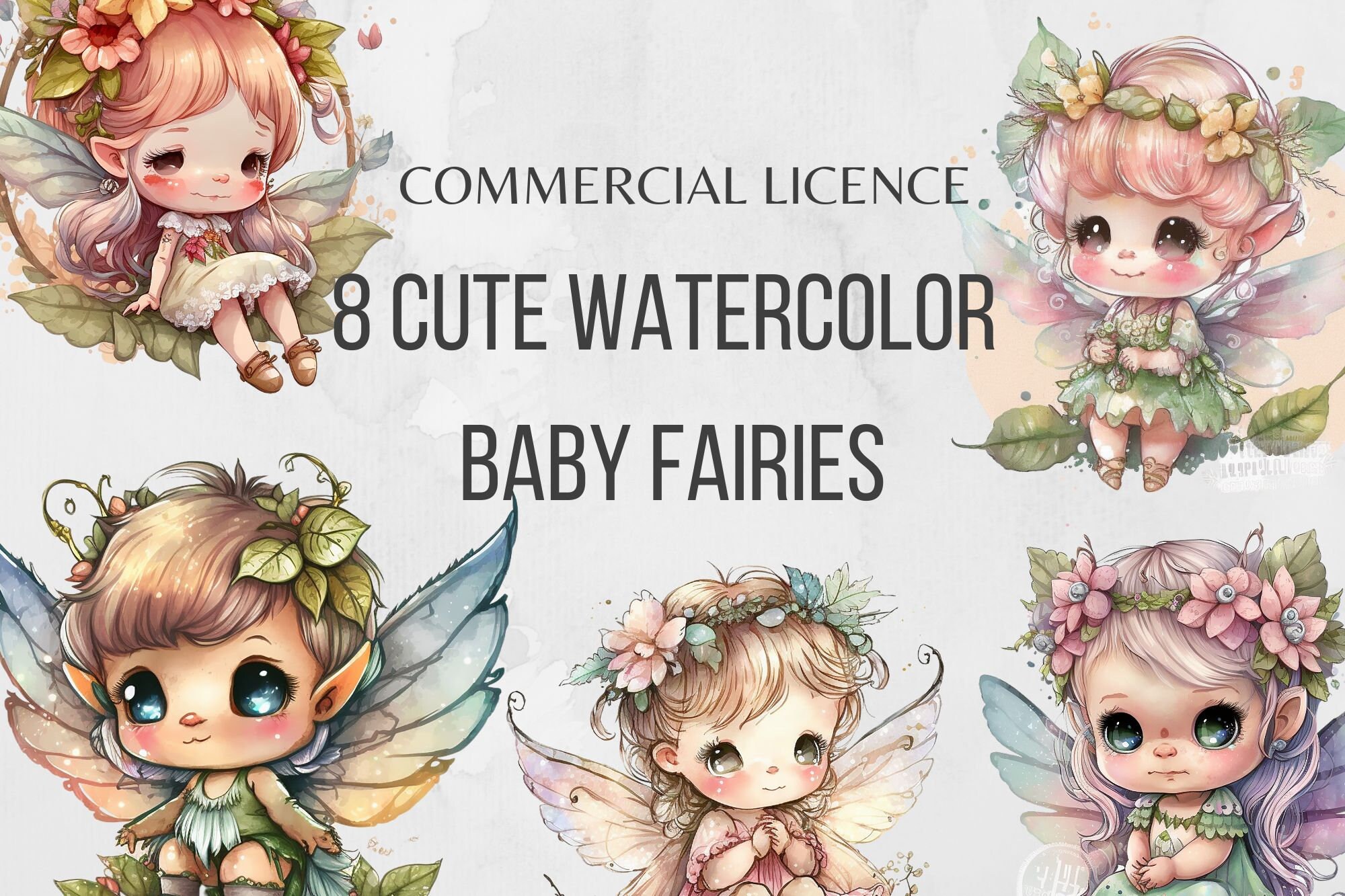 Cute Watercolor Fairies Chibi Fairies Chibi Clipart Little Fairy Cute ...