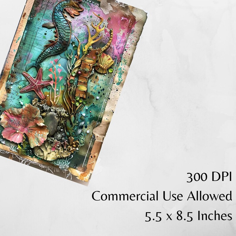 Summer Beach Junk Journal Pages Printable Kits Digital Scrapbook Paper ...