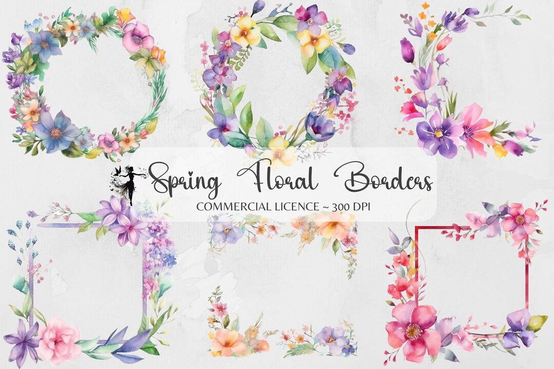 Spring Border PNG Floral Clipart Wildflower Clipart Floral Wreath ...