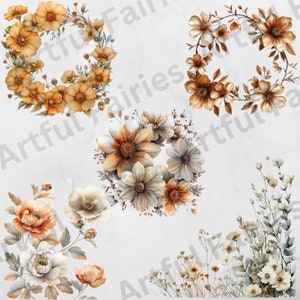 Neutral Floral Corners Clipart Neutral Flower Borders PNG Beige Digital ...