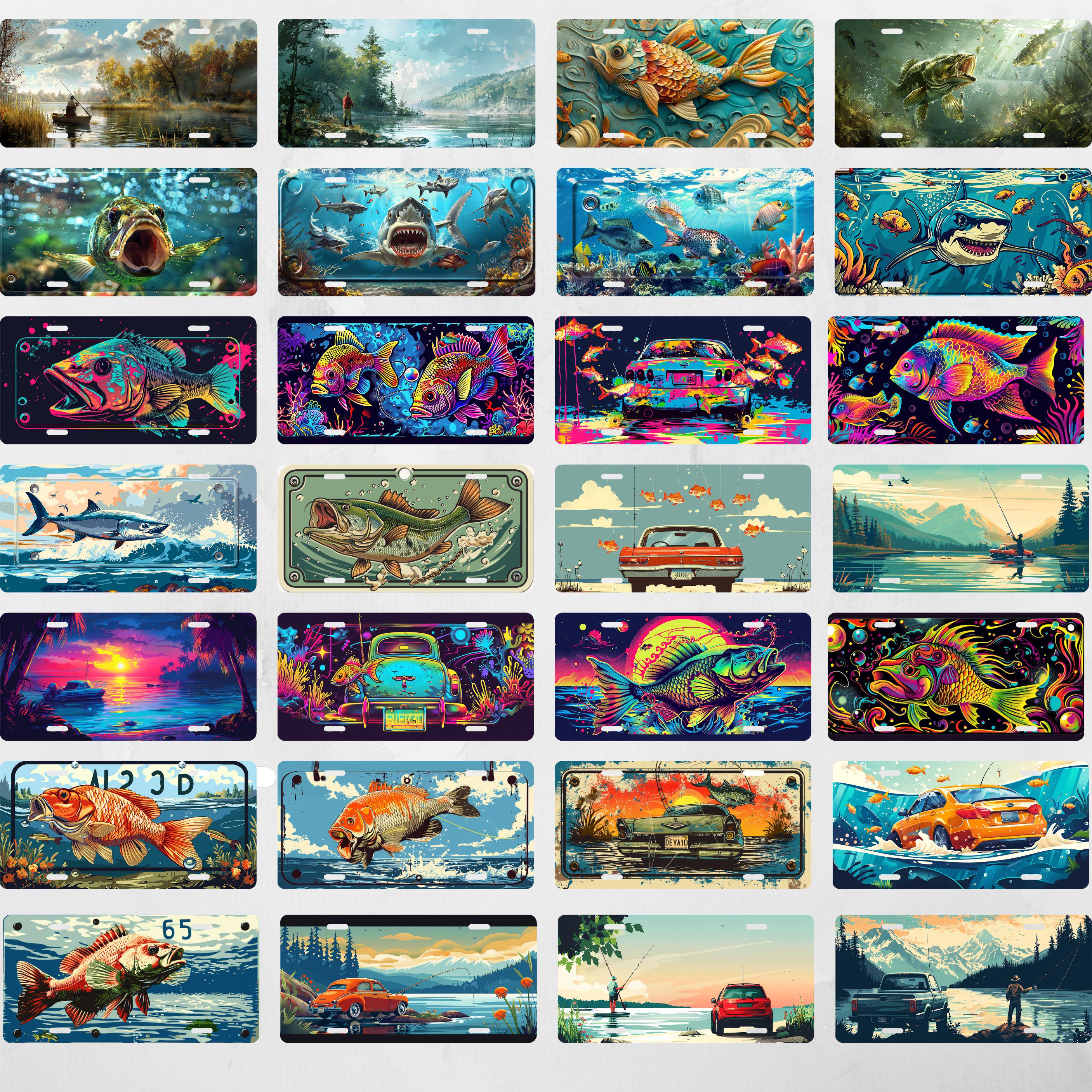Fishing License Plate PNG Mega Bundle Sublimation Design Front License ...