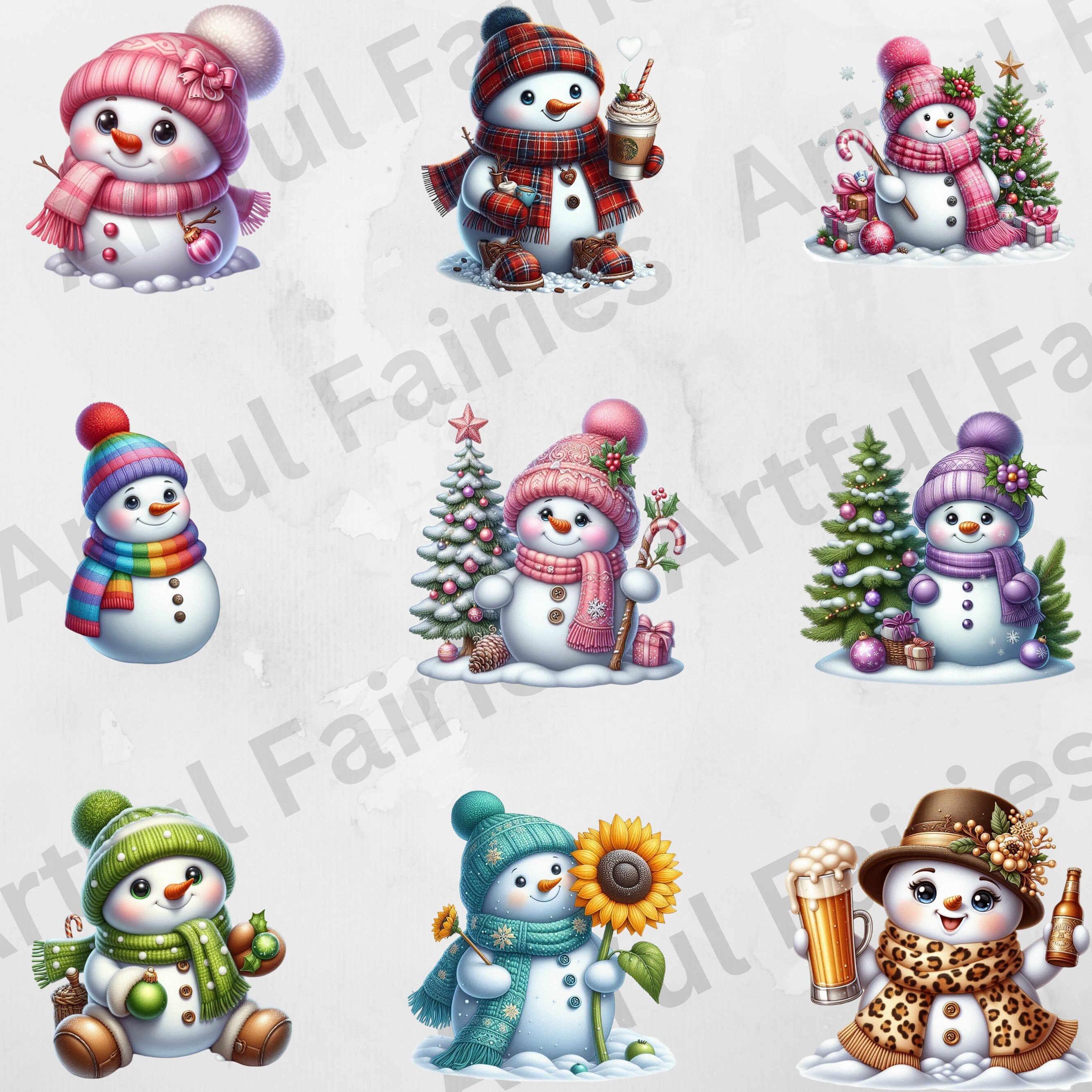 Cute Snowmen Clipart Snowman PNG Christmas Graphics Winter Holidays ...
