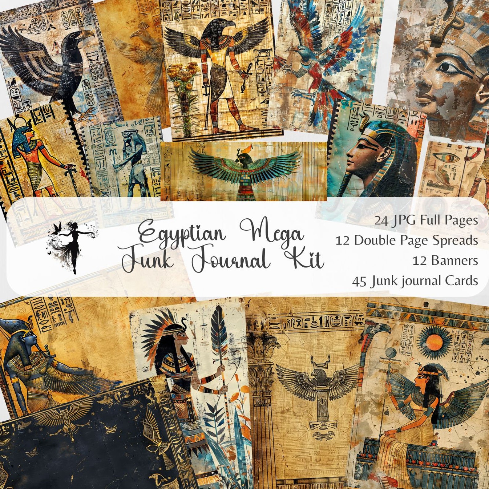 Ancient Egyptian Junk Journal Kit Supplies Old Egyptian Pharaoh Cards ...