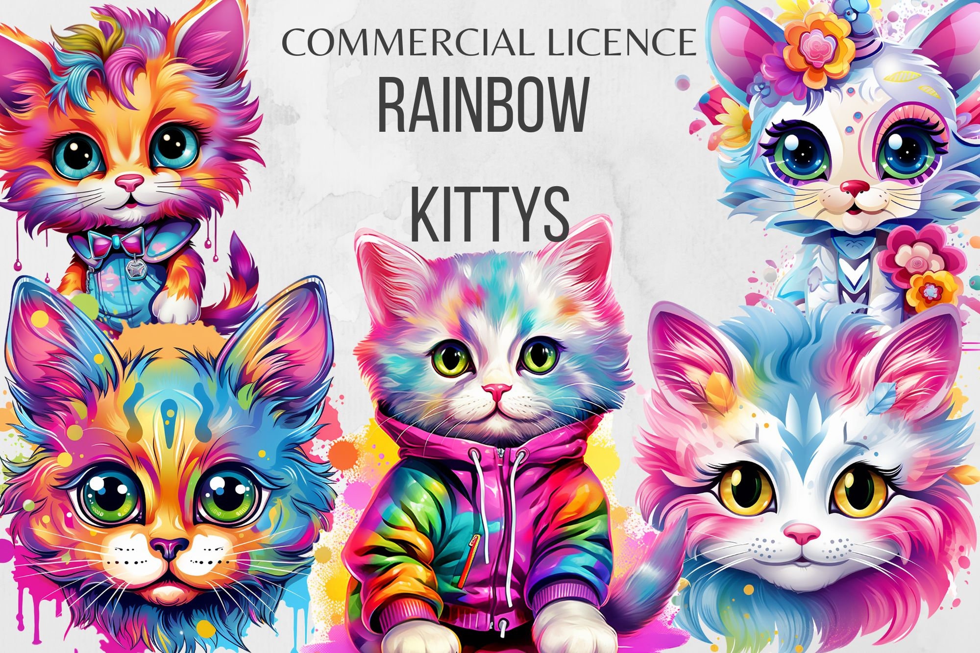 Cat Clipart Cat PNG Animal Clipart Cute Kitty Rainbow Clipart Rainbow ...