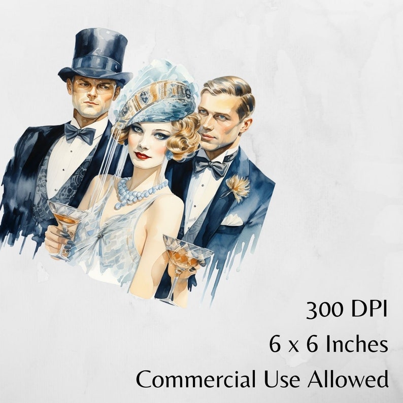 1920s Party Clipart Flapper Clipart Flapper Dress PNG Retro People ...