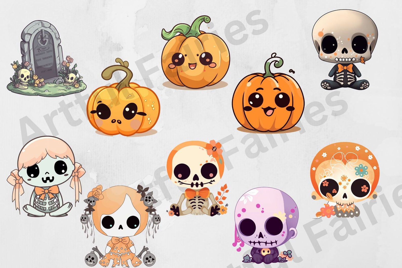 Kawaii Halloween Clipart Cute Halloween PNG Chibi Clipart - Etsy