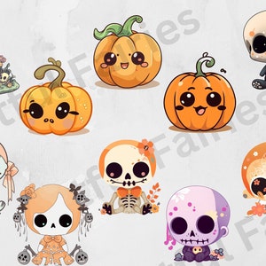 Kawaii Halloween Clipart Cute Halloween PNG Chibi Clipart - Etsy