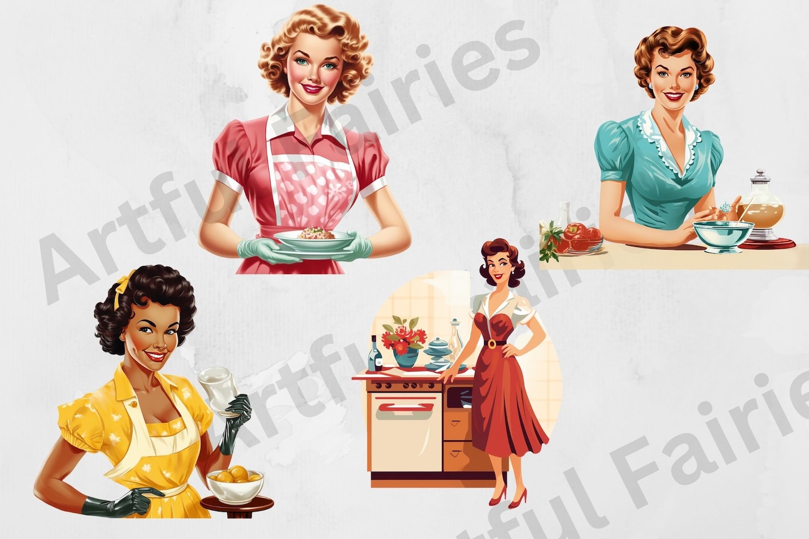 Retro Housewife Clipart 50s PNG 50s Housewife Retro Clipart Retro ...