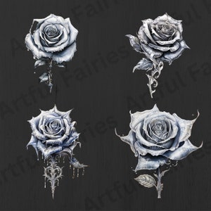 Silver Roses Clipart Wedding Clipart Flower Clipart Rose PNG Floral ...