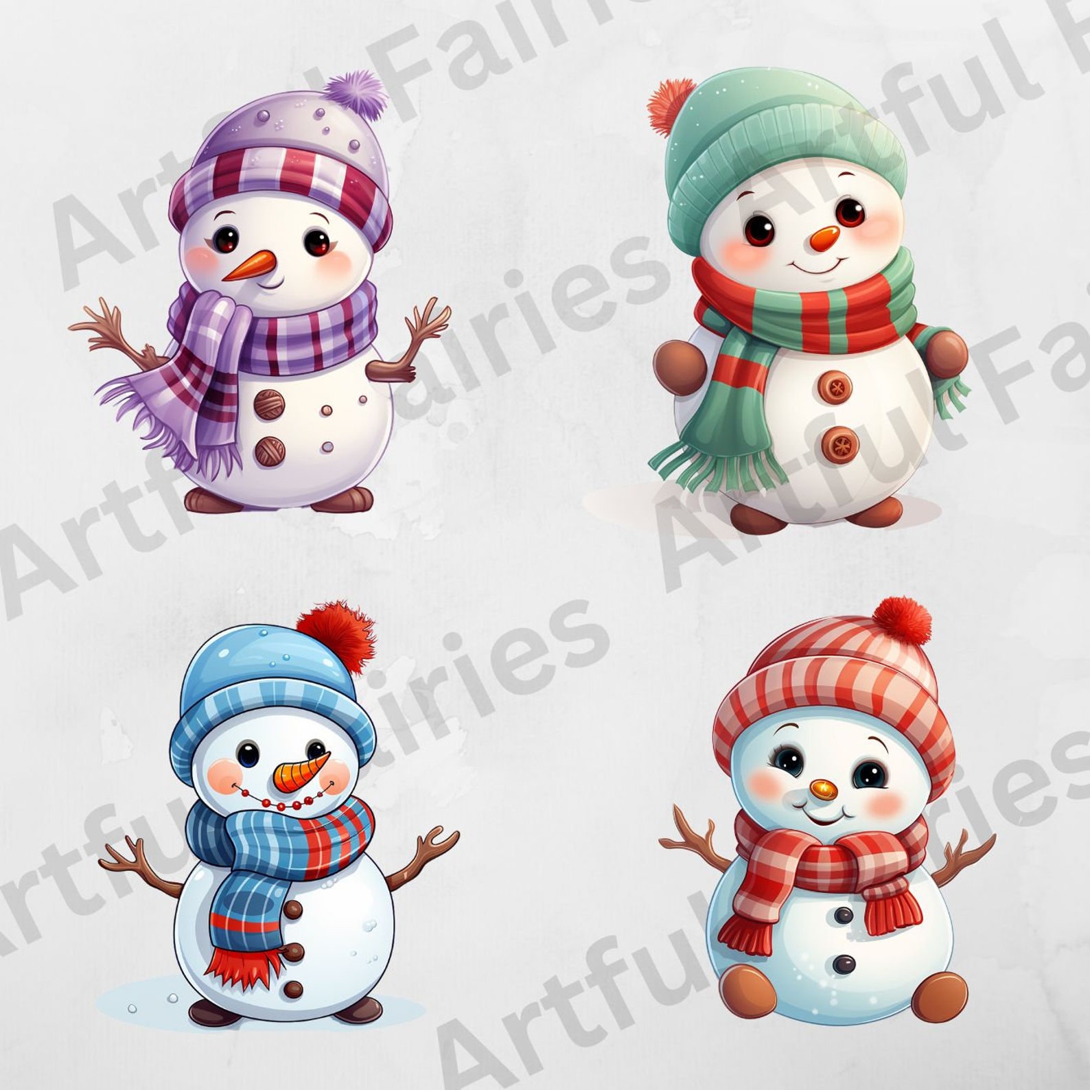 Cute Snowman Clipart Snowman PNG Christmas Clipart Christmas - Etsy