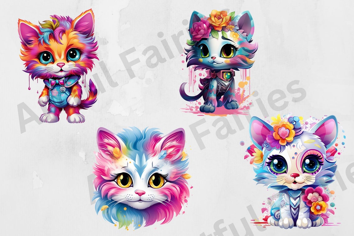Cat Clipart Cat PNG Animal Clipart Cute Kitty Rainbow Clipart Rainbow ...