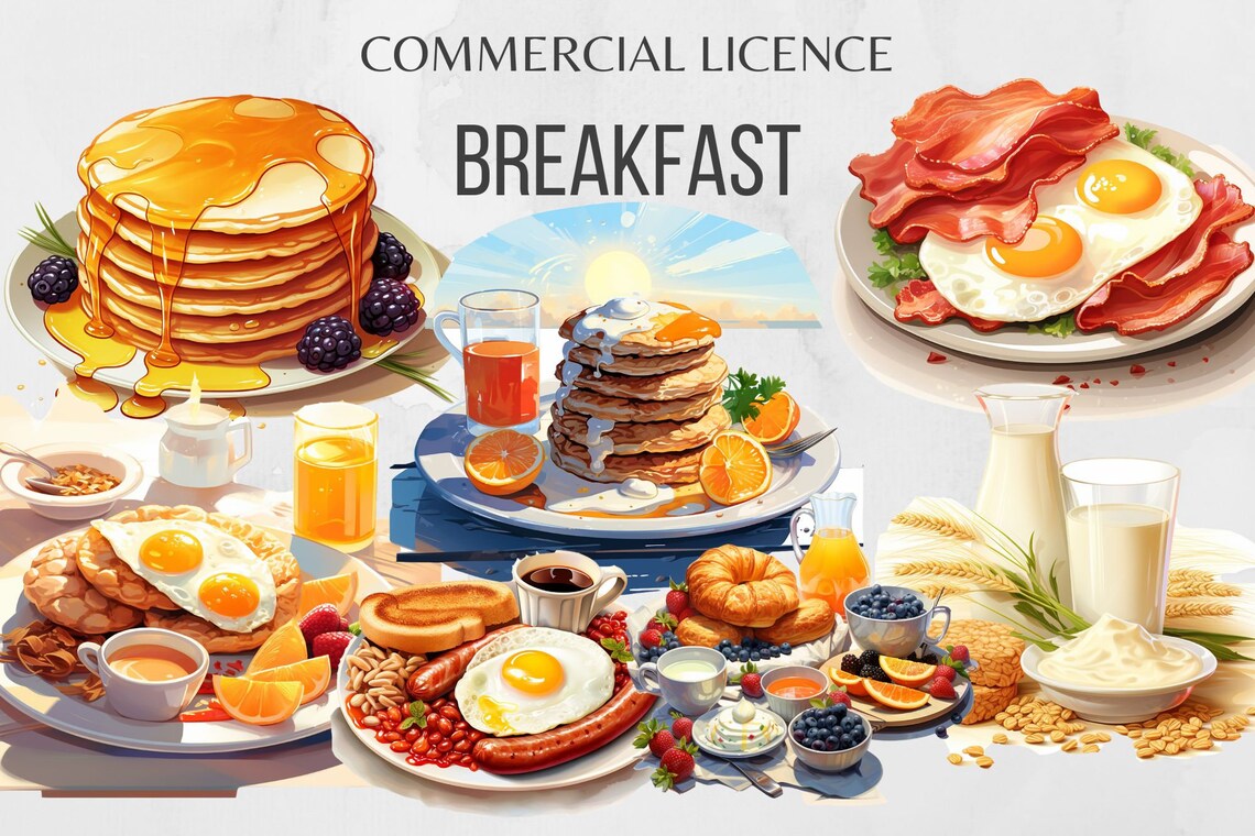 Breakfast Clipart Breakfast PNG Food Clipart Brunch Clipart - Etsy
