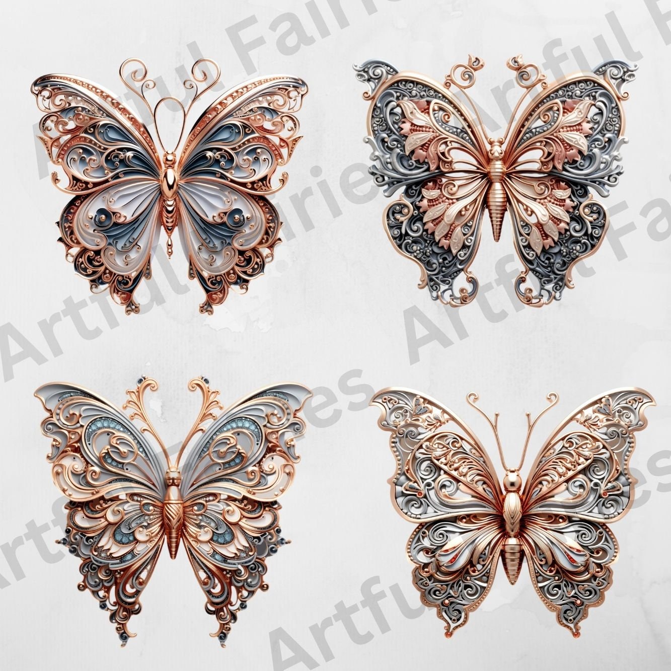 Butterfly Clipart Metallic Butterfly PNG Butterflies PNG - Etsy