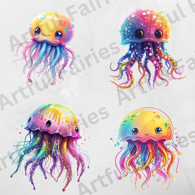 Jellyfish Clipart Cute Under the Sea PNG Underwater Stickers Sea Jelly ...