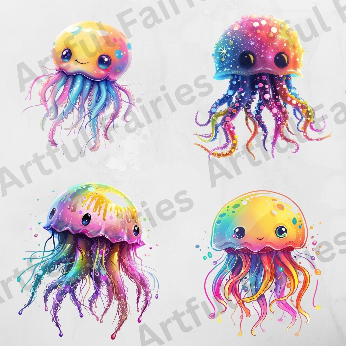 Jellyfish Clipart Cute Under the Sea PNG Underwater Stickers Sea Jelly ...