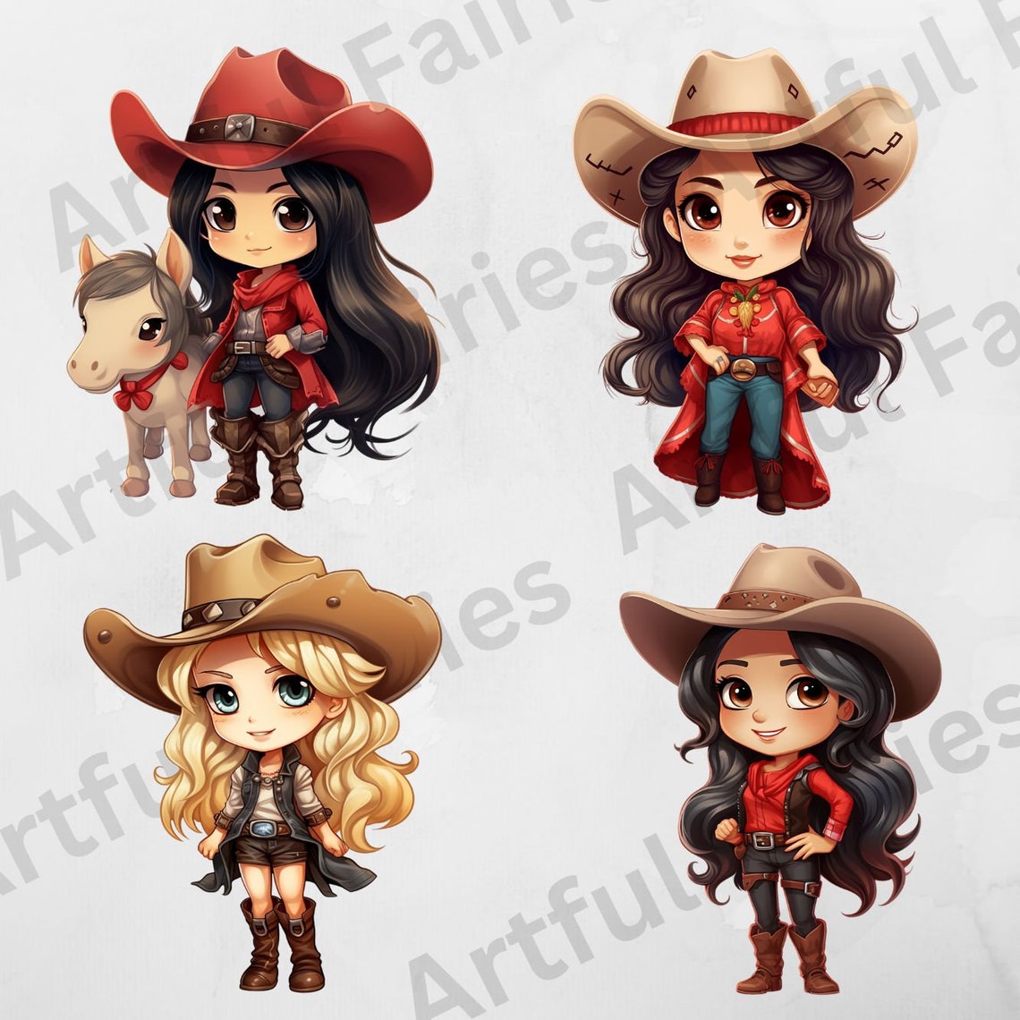 Cowgirl Clipart Western Clipart Cowgirl PNG Chibi Clipart Chibi PNG ...