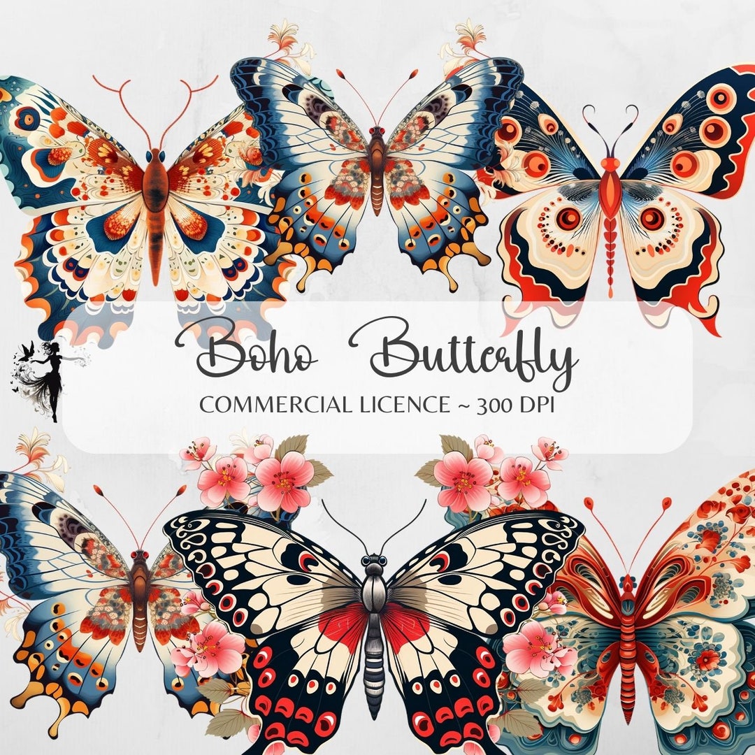 Butterfly Clipart Boho Butterfly PNG Butterflies PNG Boho Butterfly ...