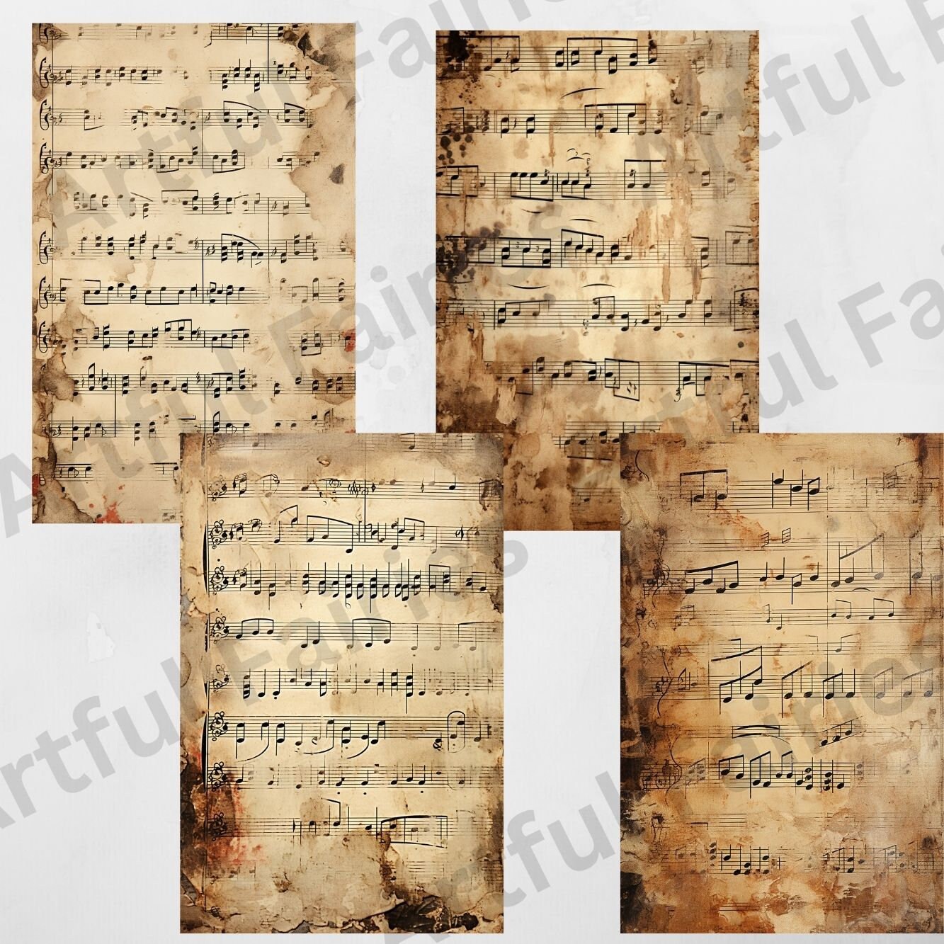 Antique Music Junk Journal Pages Digital Scrapbook Paper Kit Printable ...