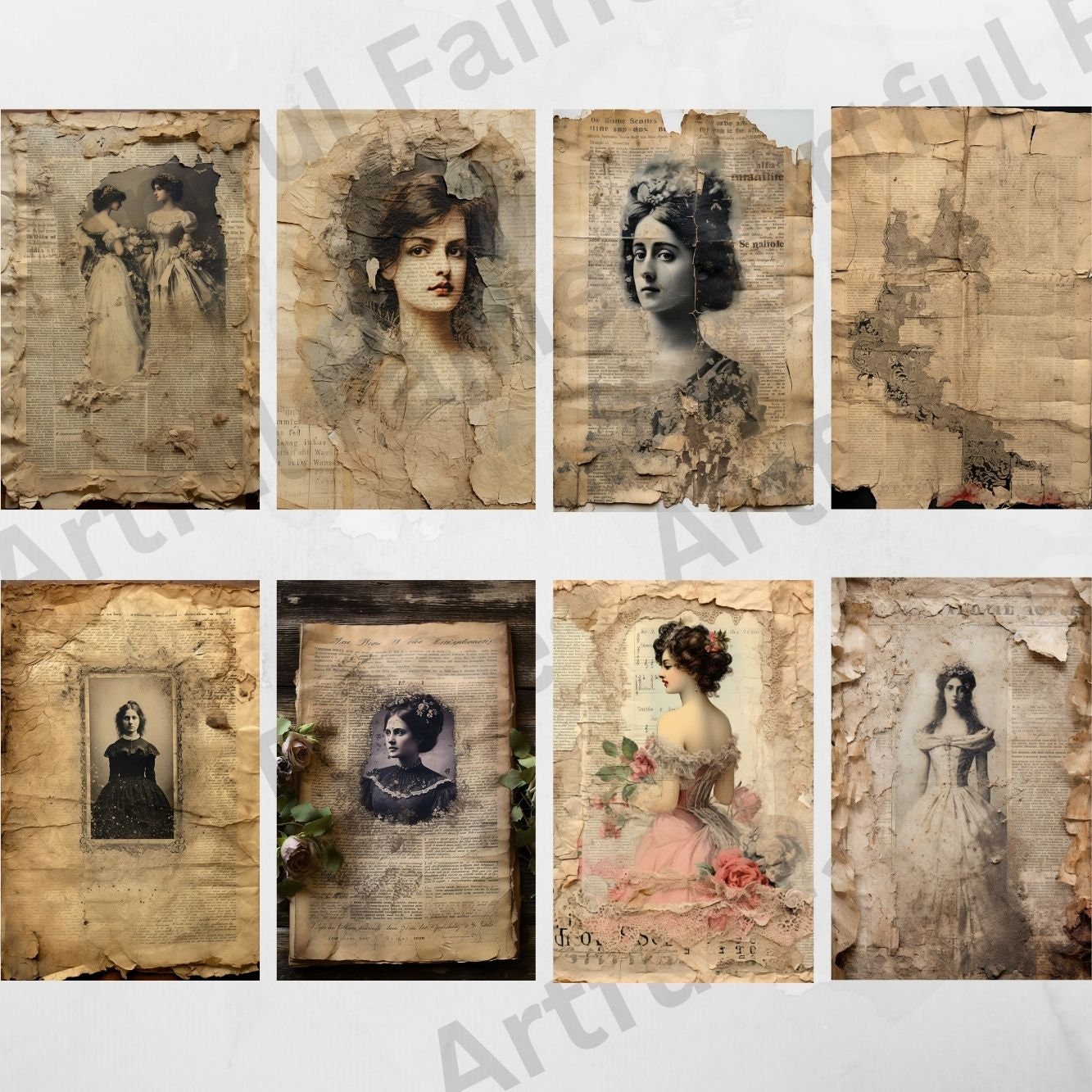 Victorian Junk Journal Pages Digital Scrapbook Paper Kit Printable ...