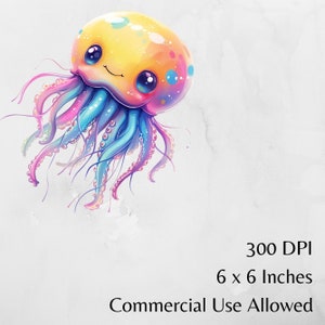 Jellyfish Clipart Cute Under the Sea PNG Underwater Stickers Sea Jelly ...