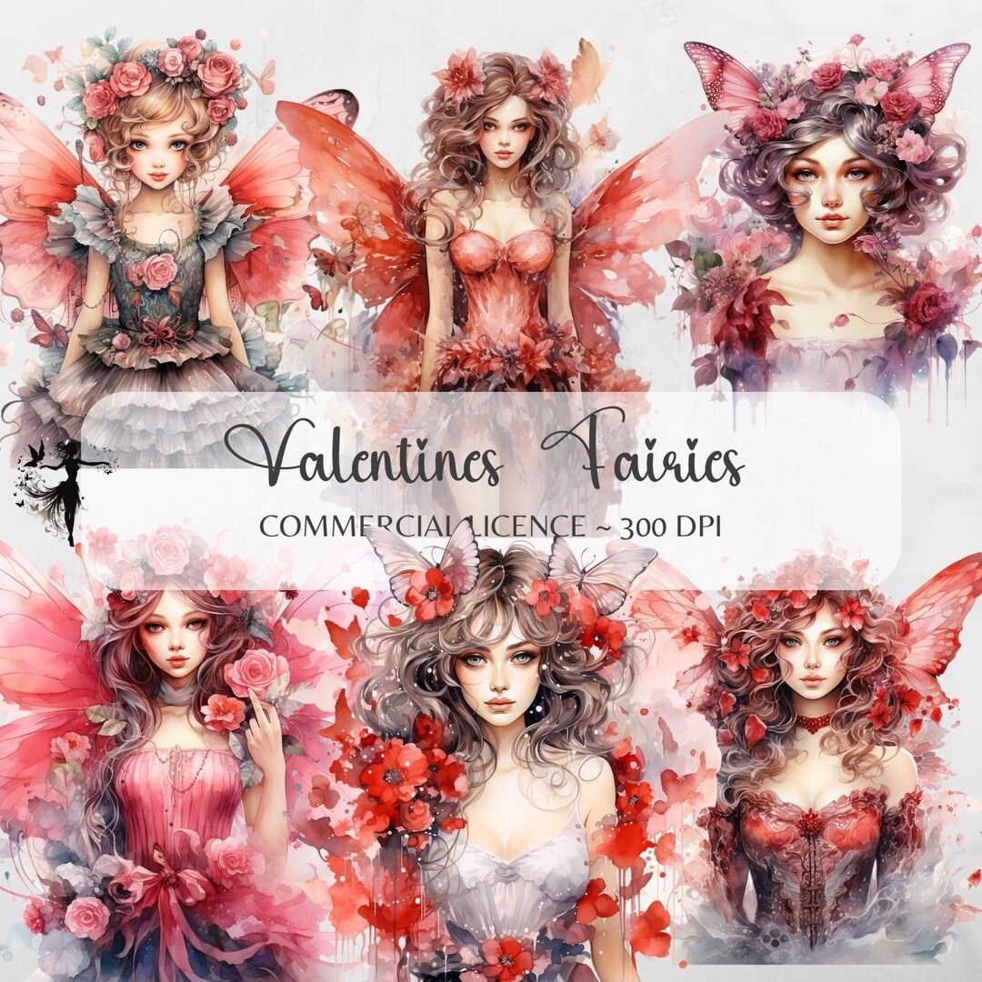 Valentine Fairy Clipart Valentine Clipart Fantasy Clipart Fairies Valentines Clipart Fairy Core ...