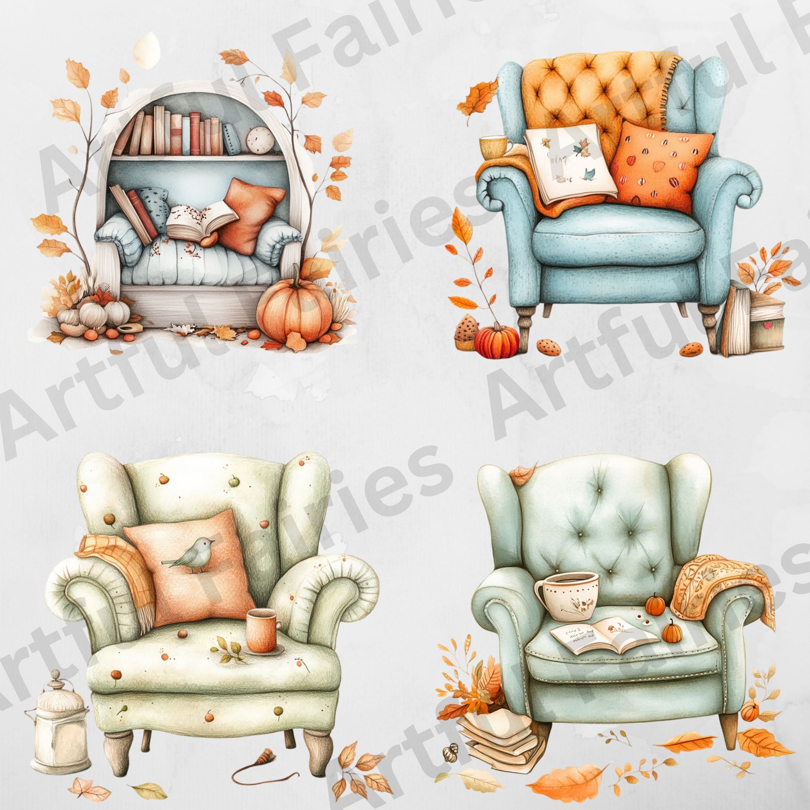 Fall Autumn Clipart Coffee Fall Leaves PNG Fall Vibes Autumn Bouquet ...