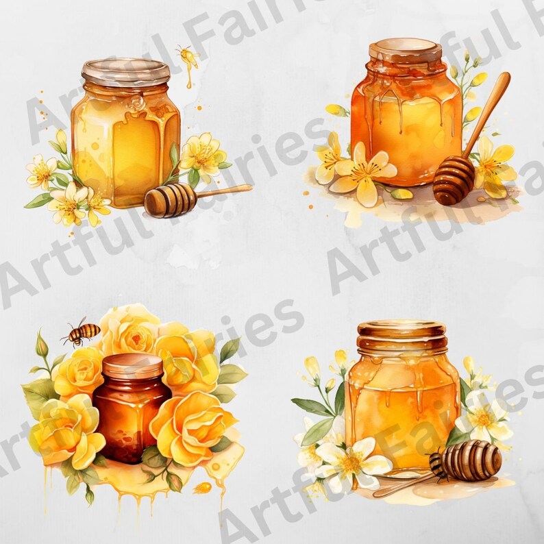 Watercolor Honey Clipart Honey Bee PNG Bee PNG Bee Clipart Honey ...