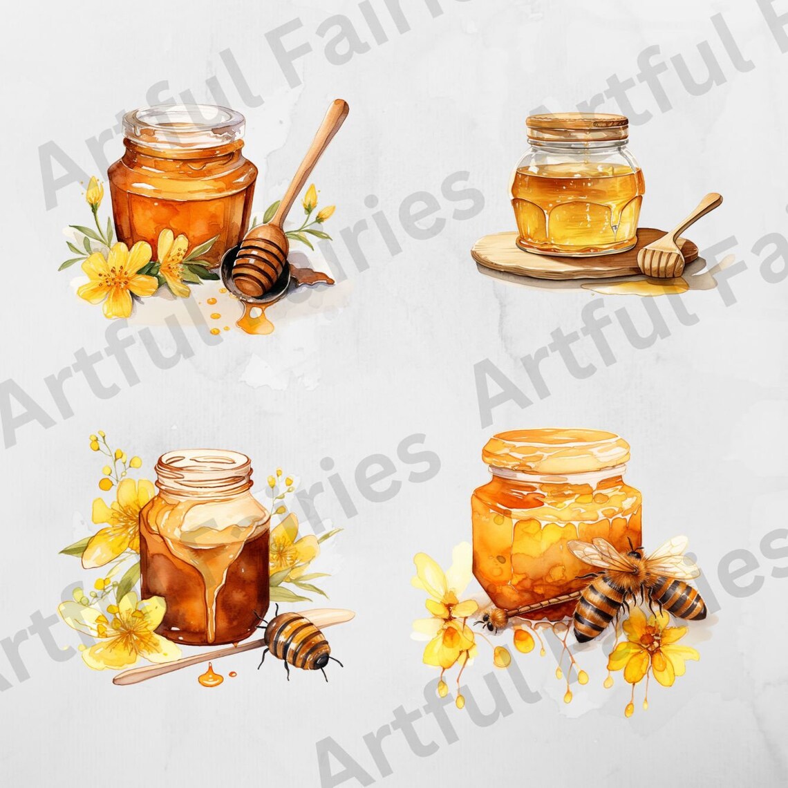 Watercolor Honey Clipart Honey Bee PNG Bee PNG Bee Clipart - Etsy