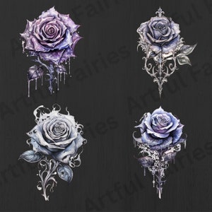 Silver Roses Clipart Wedding Clipart Flower Clipart Rose PNG Floral ...