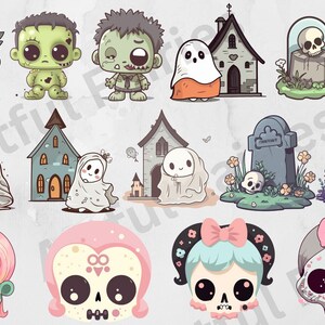 Kawaii Halloween Clipart Cute Halloween PNG Chibi Clipart - Etsy