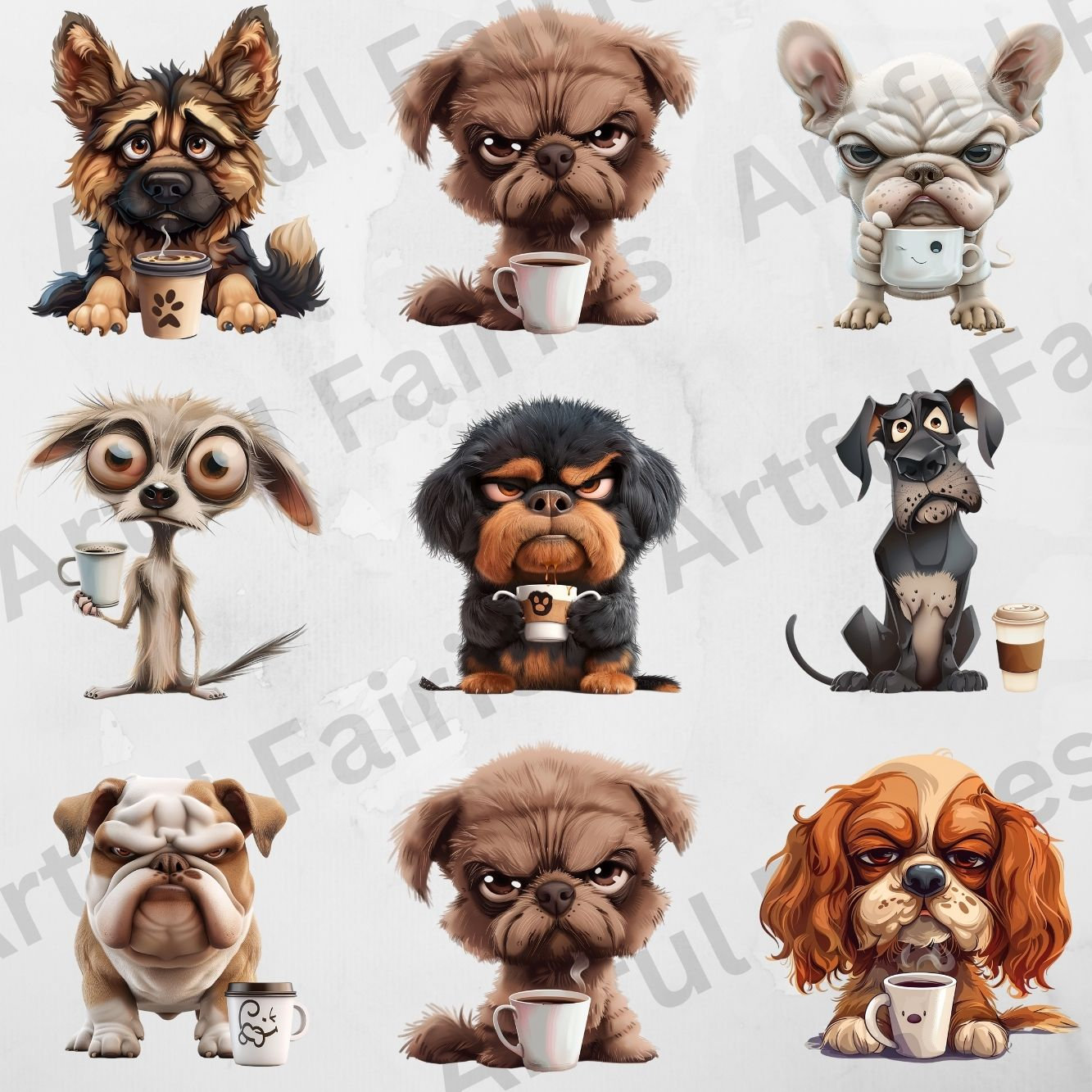 Grumpy Dog Coffee Clipart Sublimation Designs Funny Dog PNG Junk ...