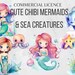Watercolor Chibi Mermaid Clipart Set Kawaii Clipart Chibi Clipart DIY ...