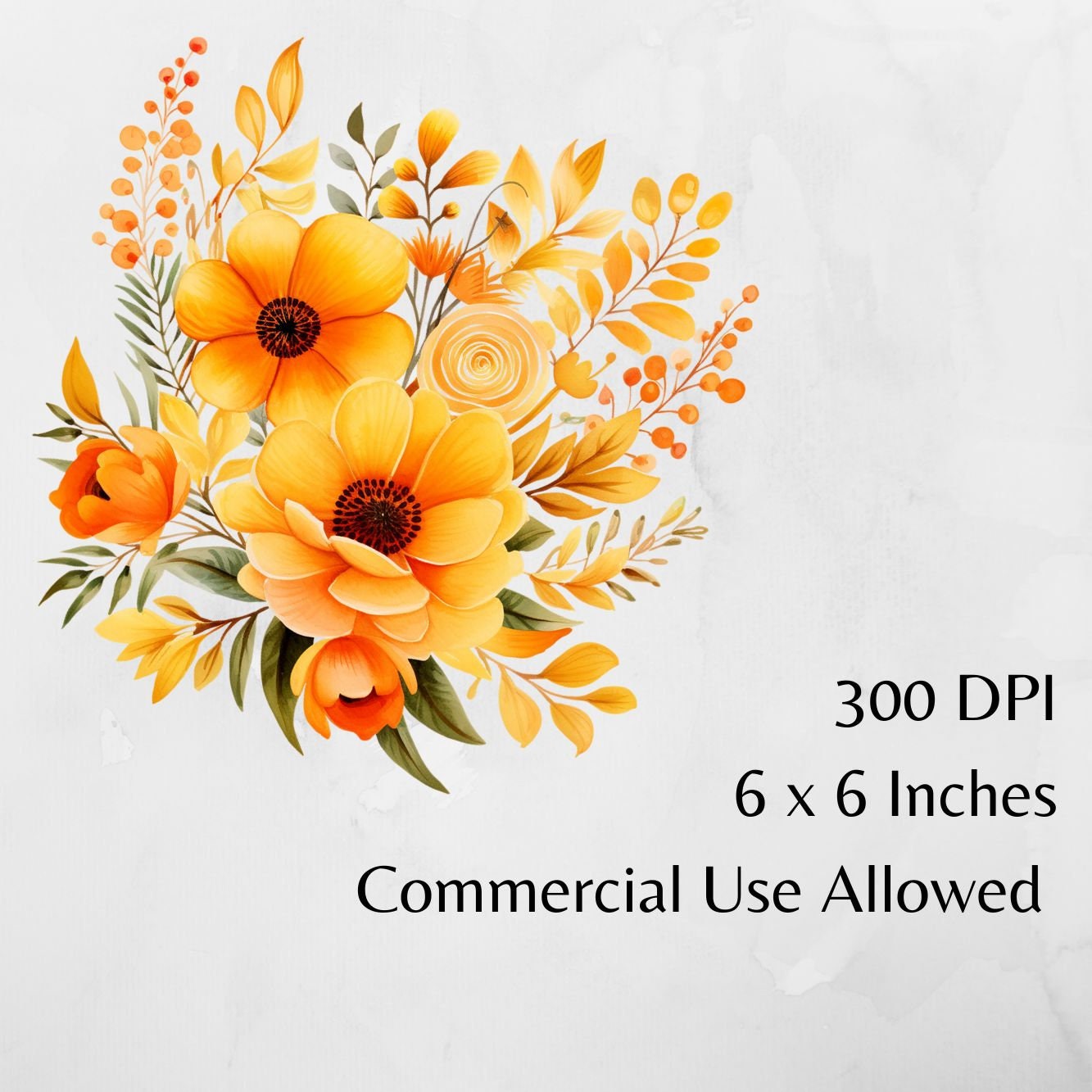 Watercolor Floral Clipart Orange Yellow Flower Border PNG Floral ...