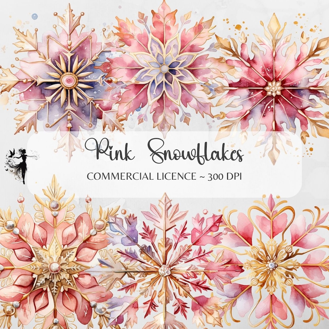 Pink Snowflake PNG Watercolor Snowflake Clipart Snowflakes PNG - Etsy
