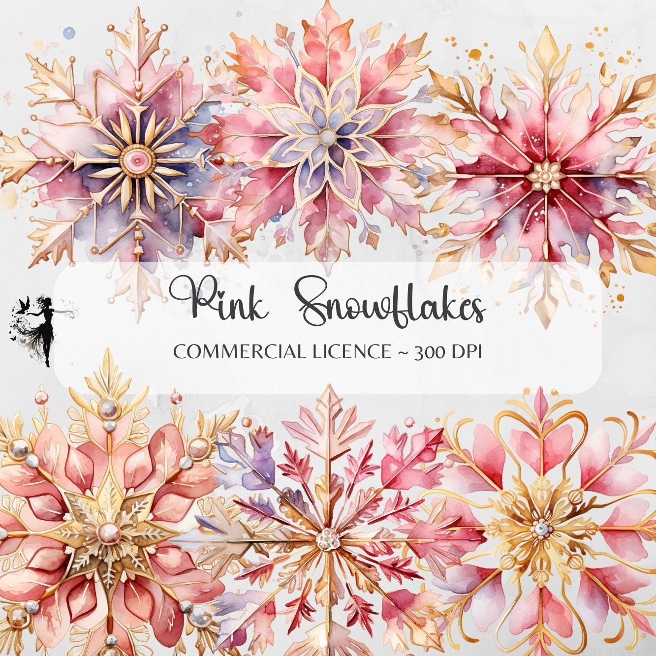 Pink Snowflake PNG Watercolor Snowflake Clipart Snowflakes PNG - Etsy