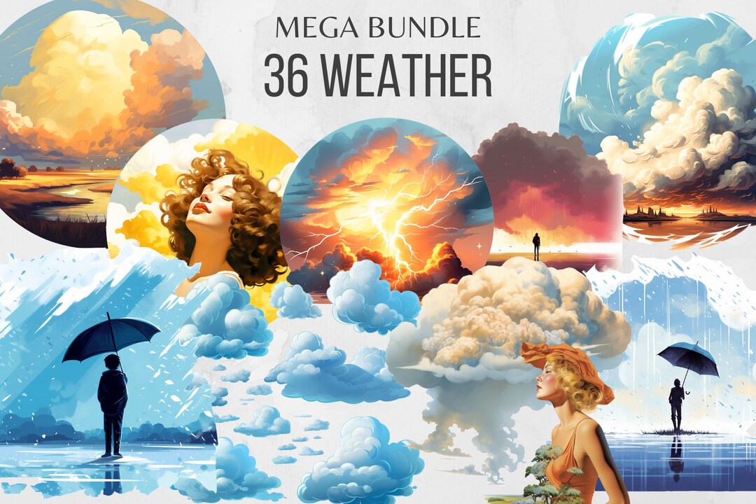 Weather Clipart Sun Clipart Cloud Clipart Rainy Day Clipart Spring ...