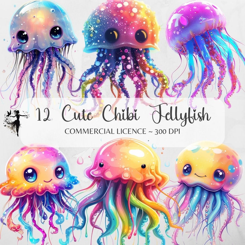Jellyfish Clipart Cute Under the Sea PNG Underwater Stickers Sea Jelly ...