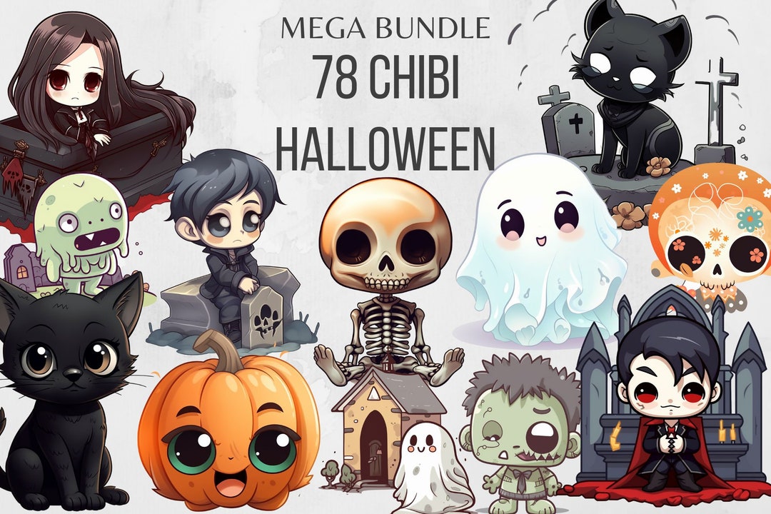 Kawaii Halloween Clipart Cute Halloween PNG Chibi Clipart - Etsy