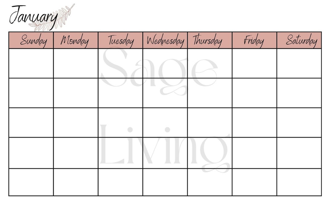 Rose Gold Floral Yearly Calander - Etsy