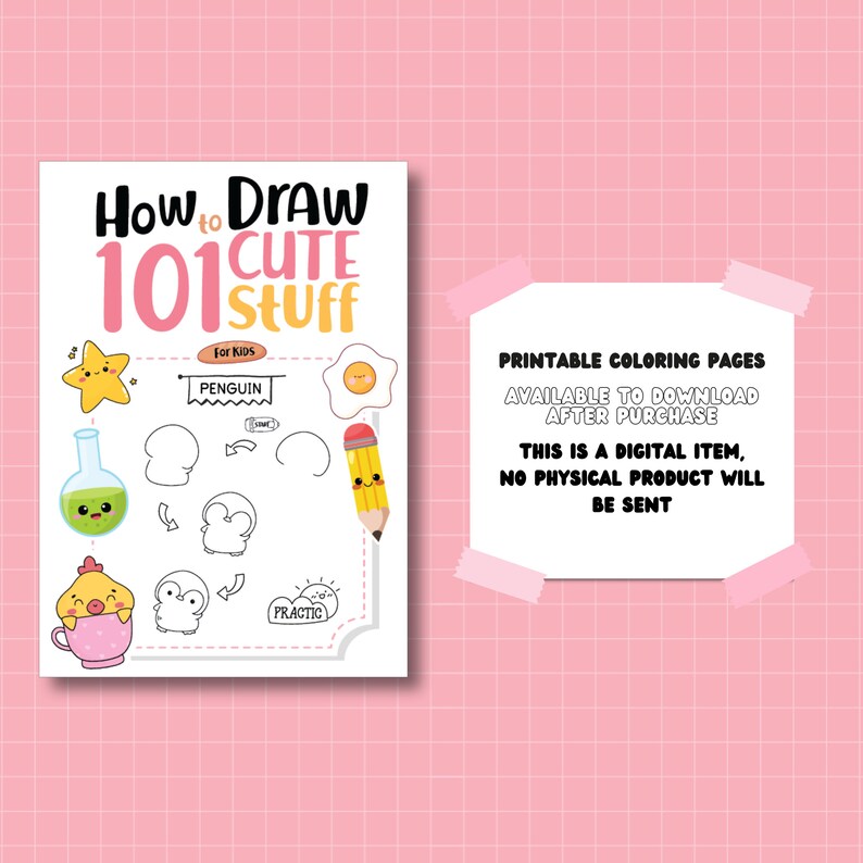 How to Draw 101 Cute Stuff Book Step by Step Drawing Kids - Etsy