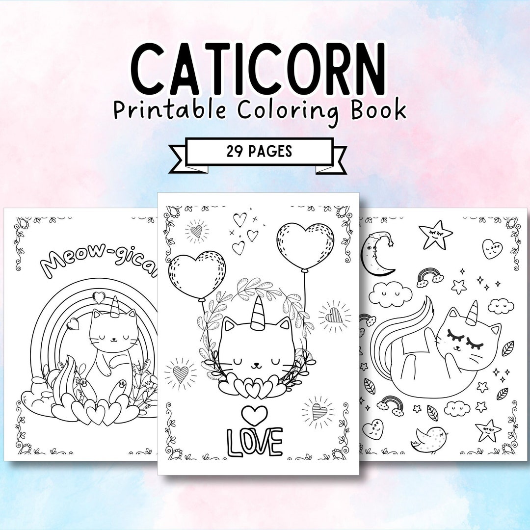 Caticorn Coloring Pages, Unicorn Cat Coloring Pages, Cat Coloring Book ...