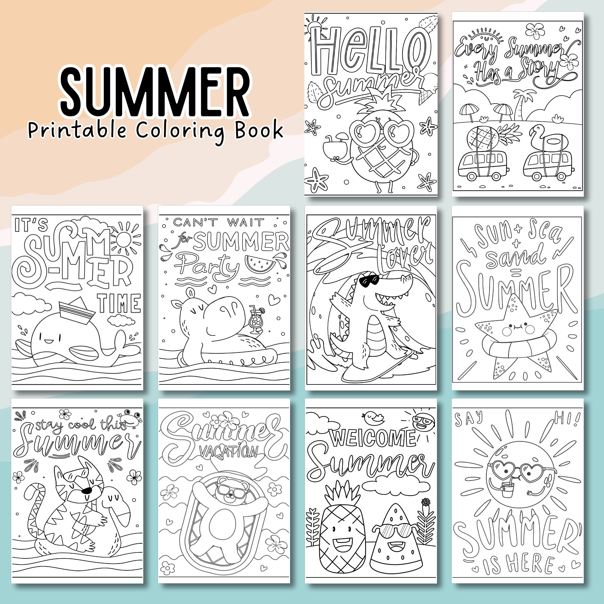 Summer Coloring Pages for Kids, Summer Activities, Summer Cute ...