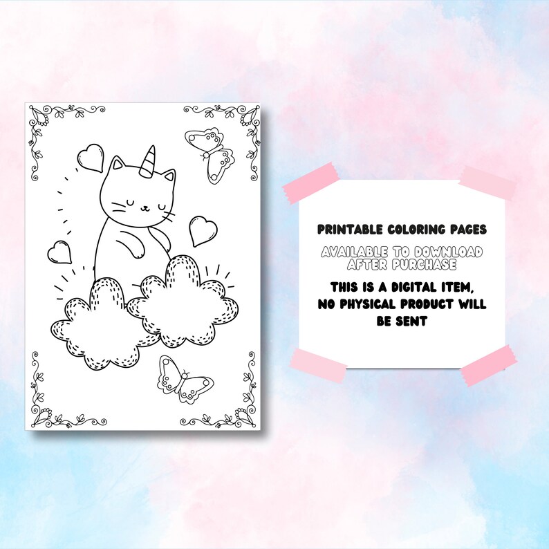 Caticorn Coloring Pages, Unicorn Cat Coloring Pages, Cat Coloring Book ...